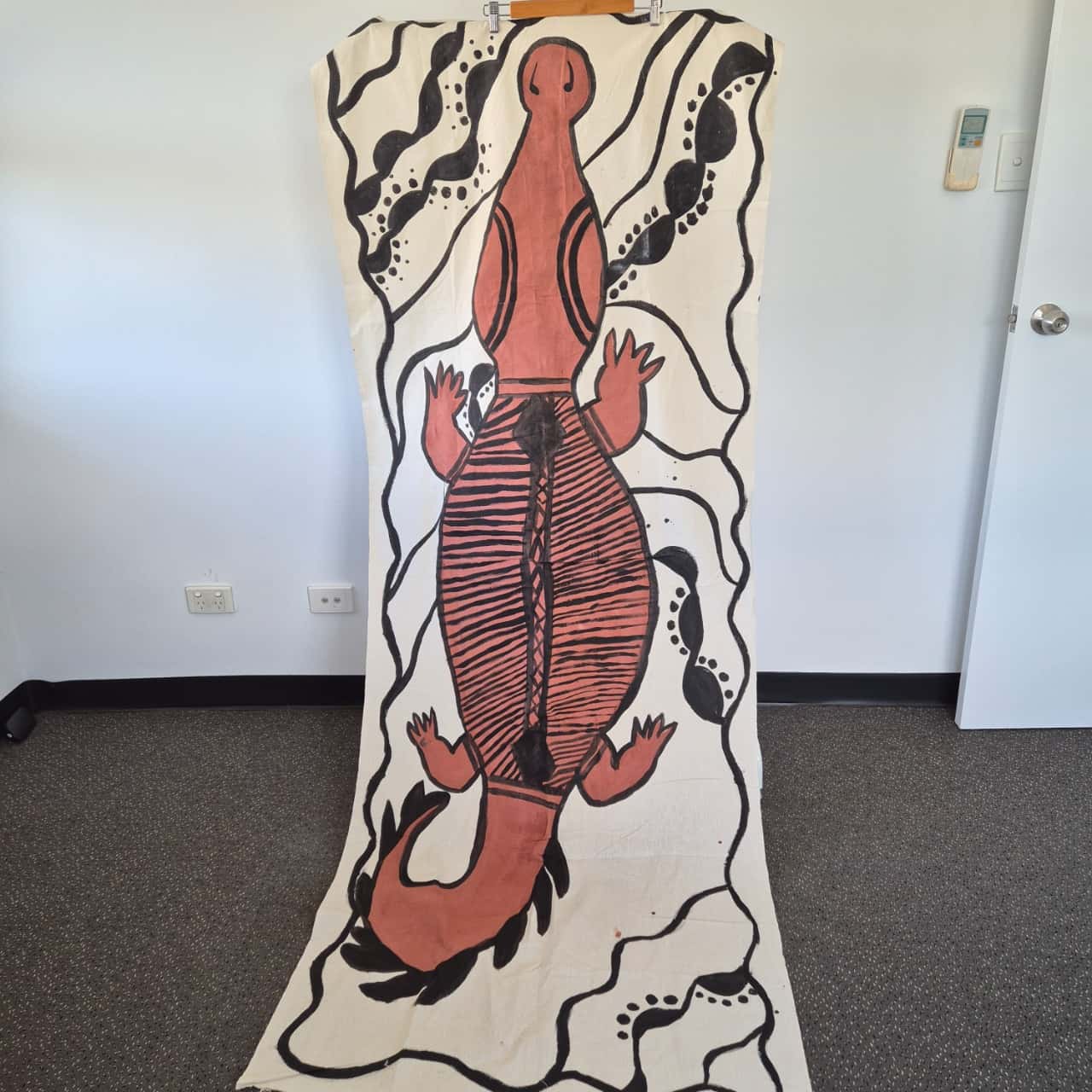 Australian Indigenous Art Lizard Handpainted Linen 90cm x 230cm(s)