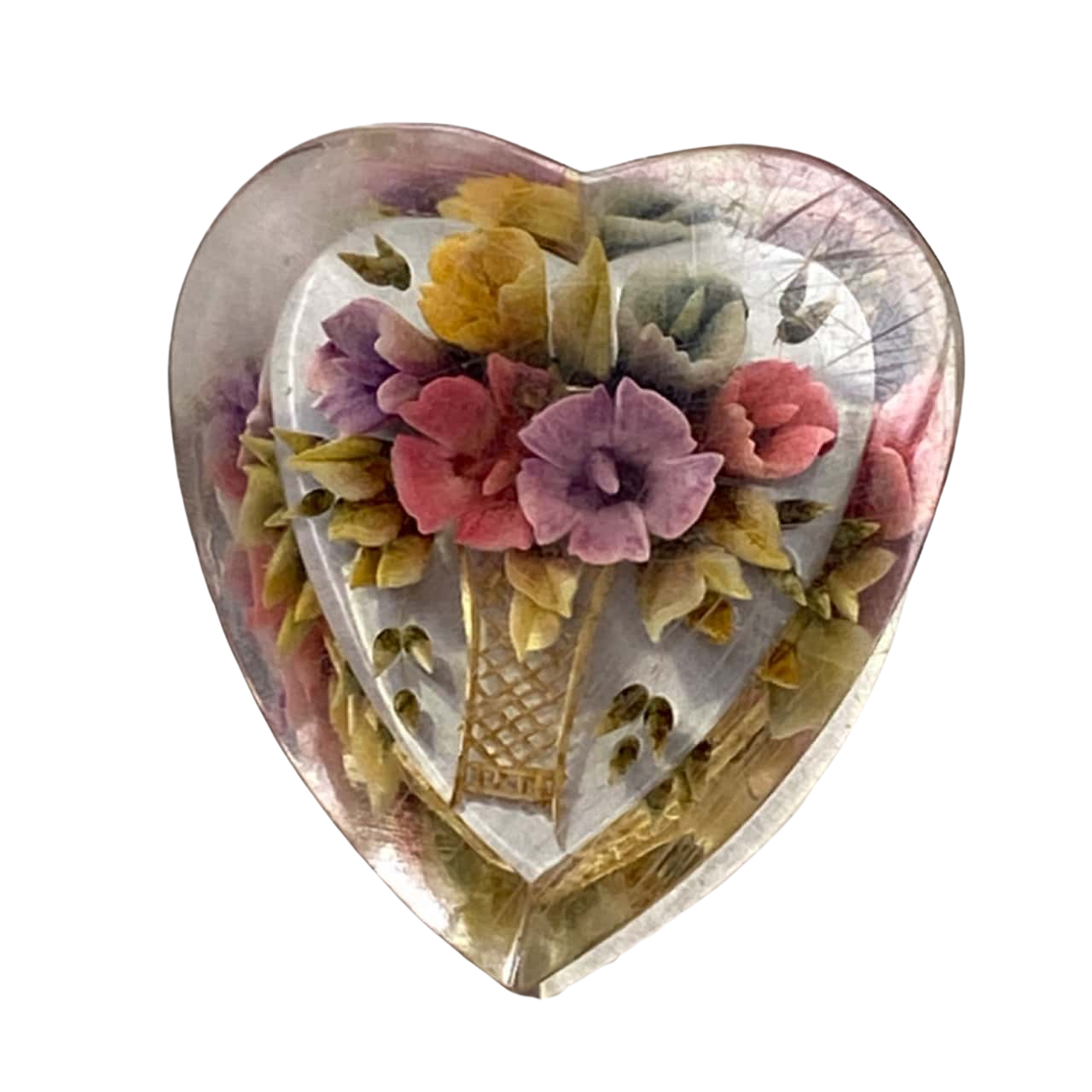 Womens Reverse Carved Lucite Heart Flower Brooch(s)
