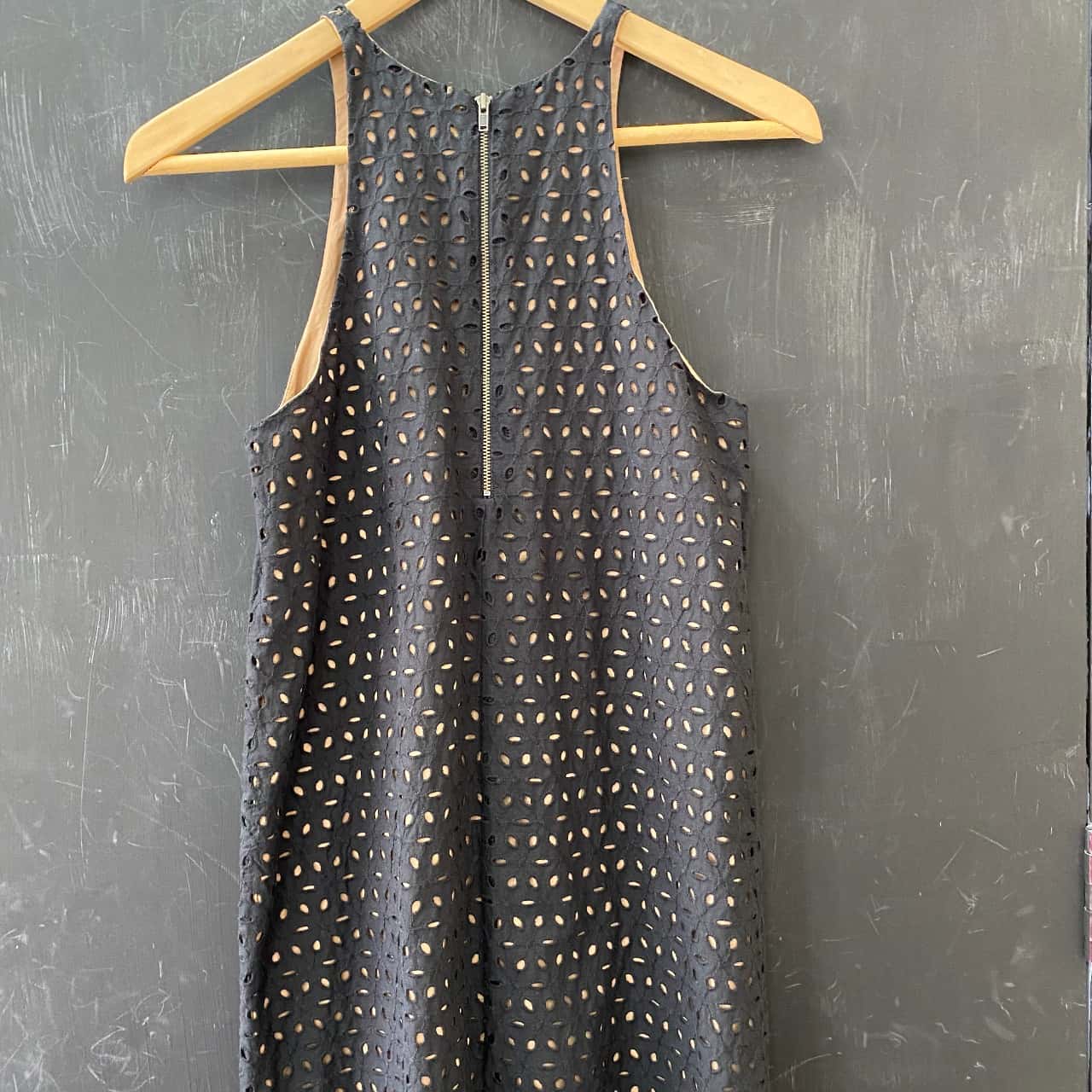 Gorman Size 8 Sleeveless Dress Black With Floral Broderie Anglaise ...