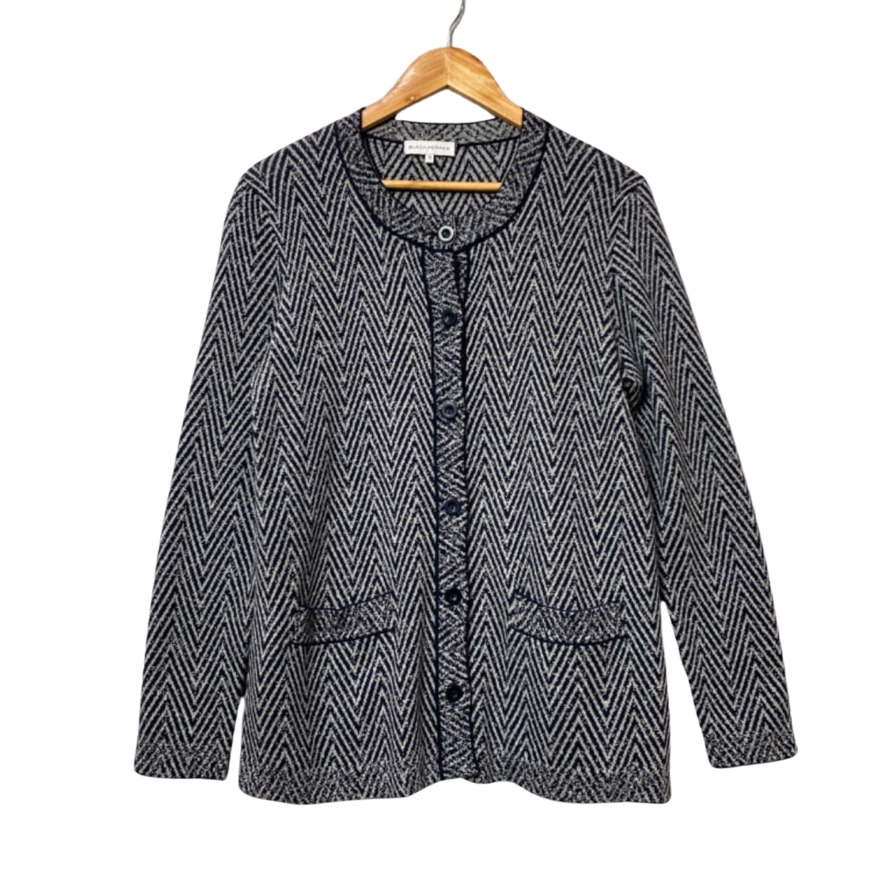 Women’s Black Pepper Size S Black + Grey Pattern Cardigan