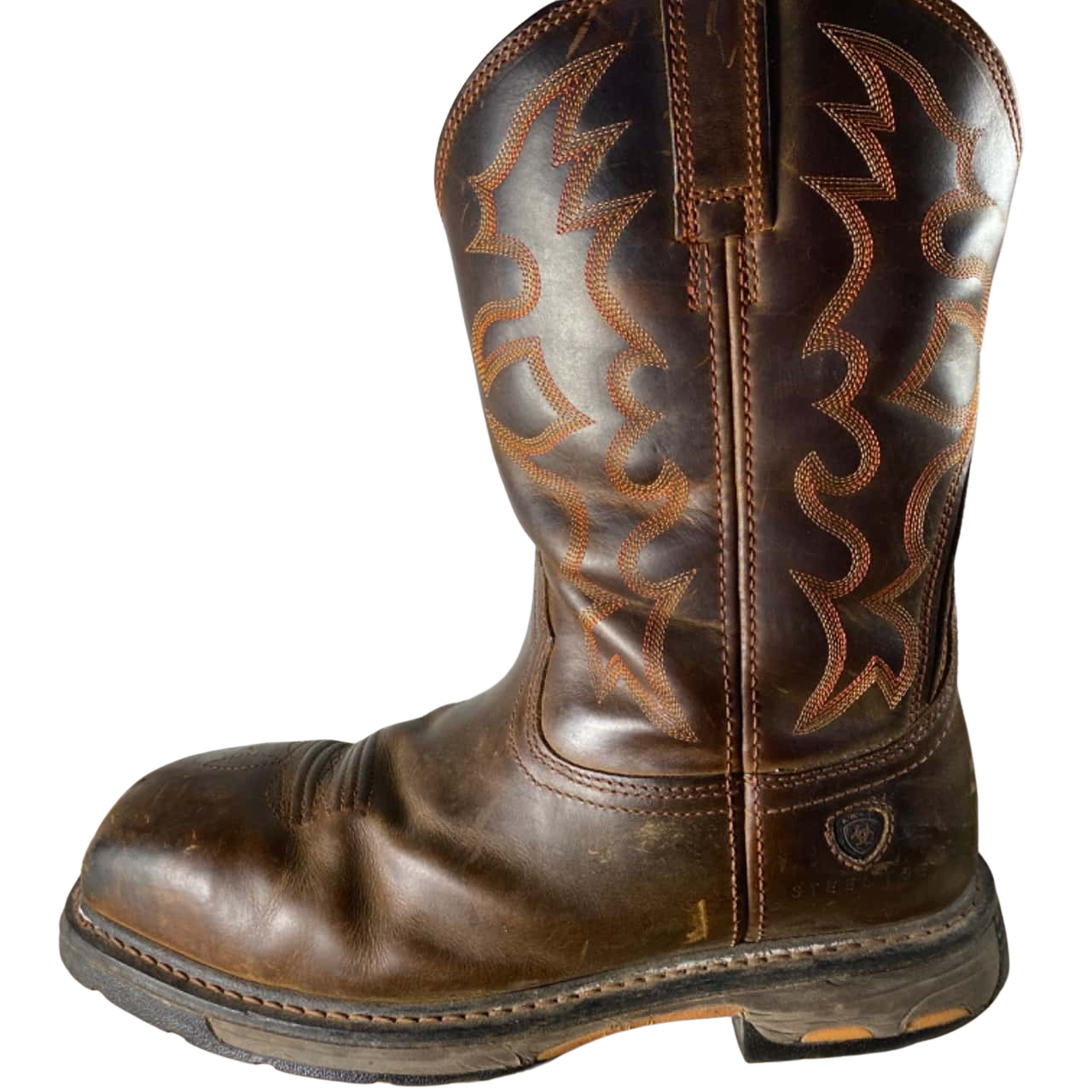 ARIAT Mens Leather Safety Cowboy Boots Size 44.5 Brown (s)