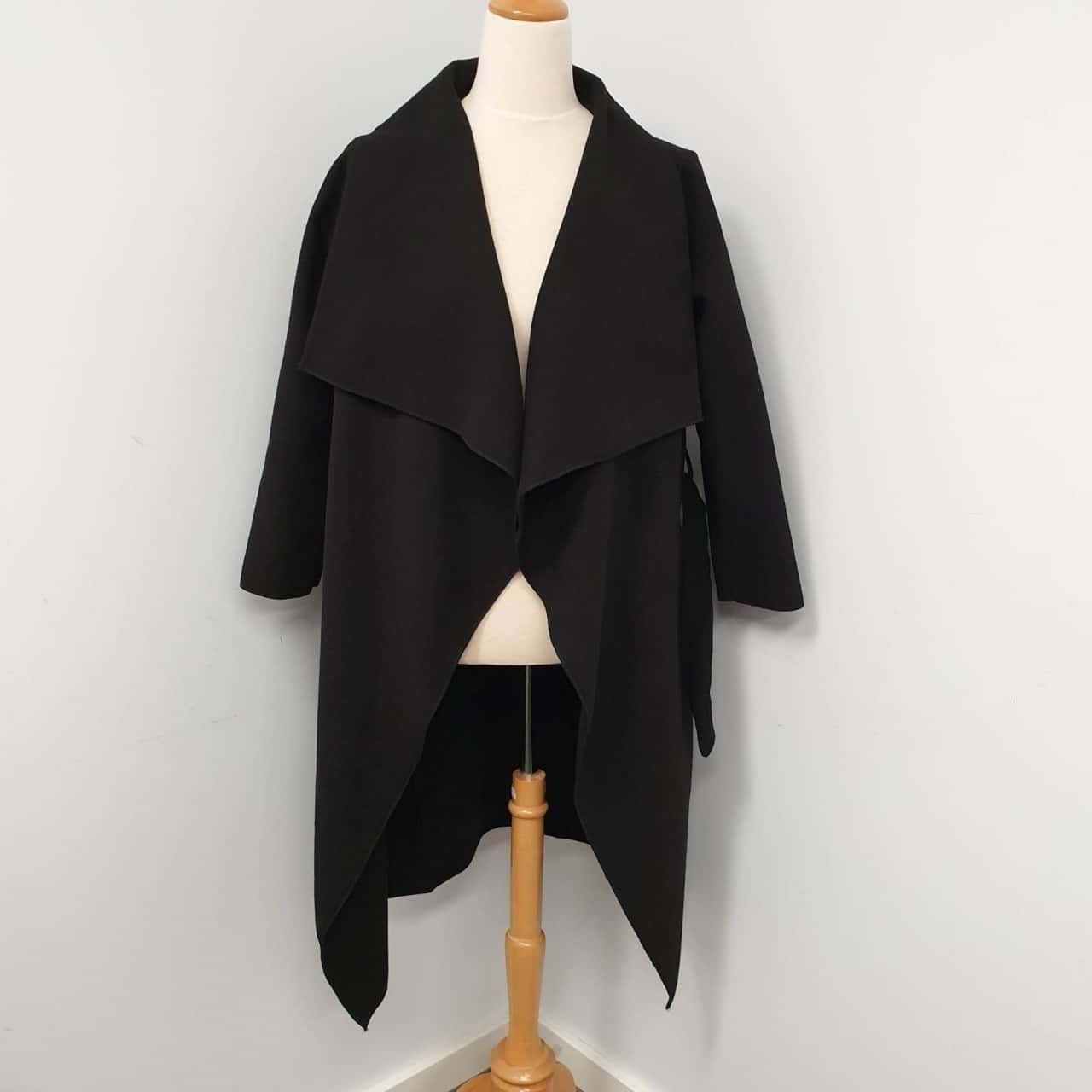 Made in Italy Timeless & Classy Black Winter Duster Coat with Shawl ...