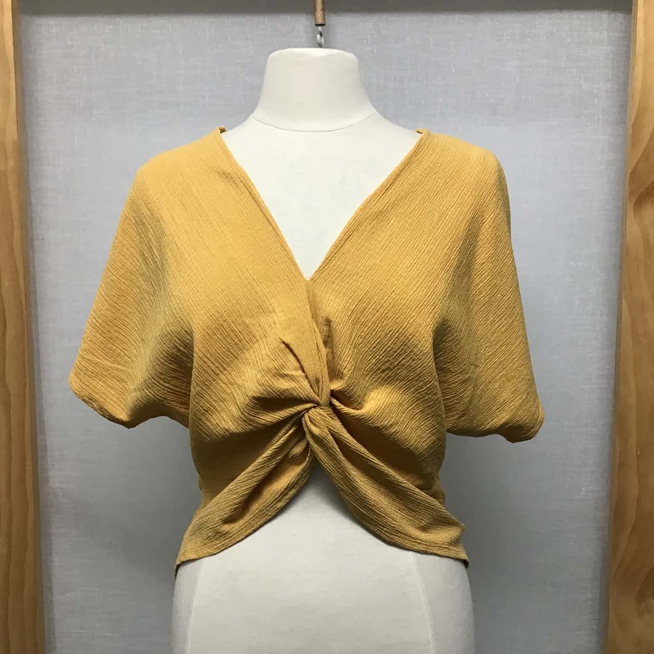 Zara, Yellow/gold cropped top, (couple of loose stitches), Size M(s)