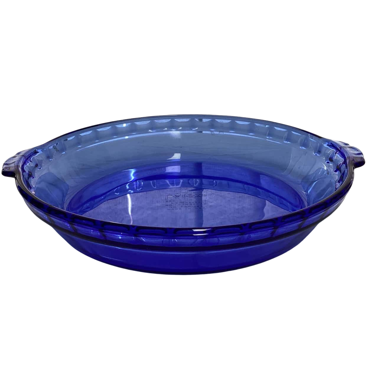 Blue Pyrex pie dish