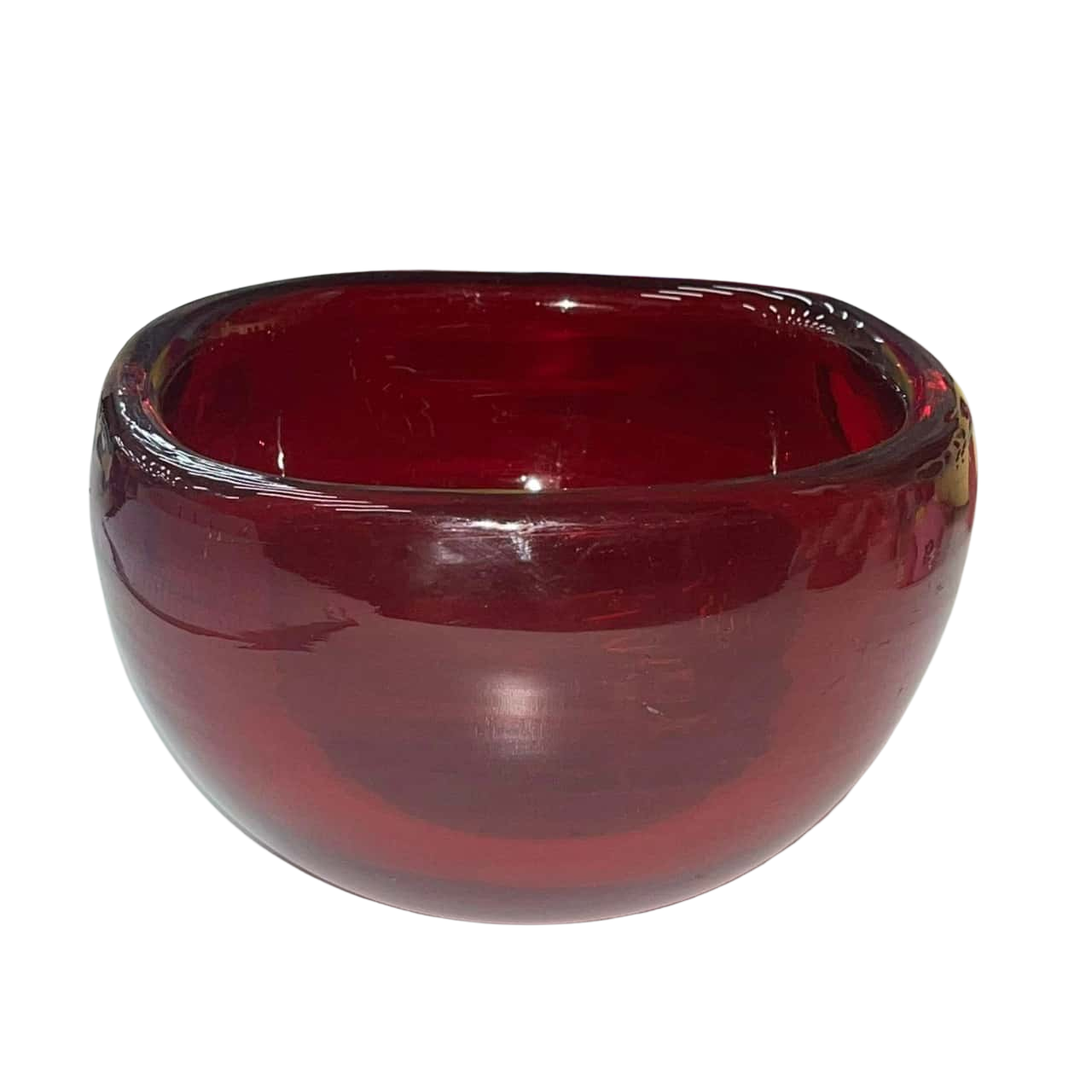 MCM Ruby Red Glass Dish