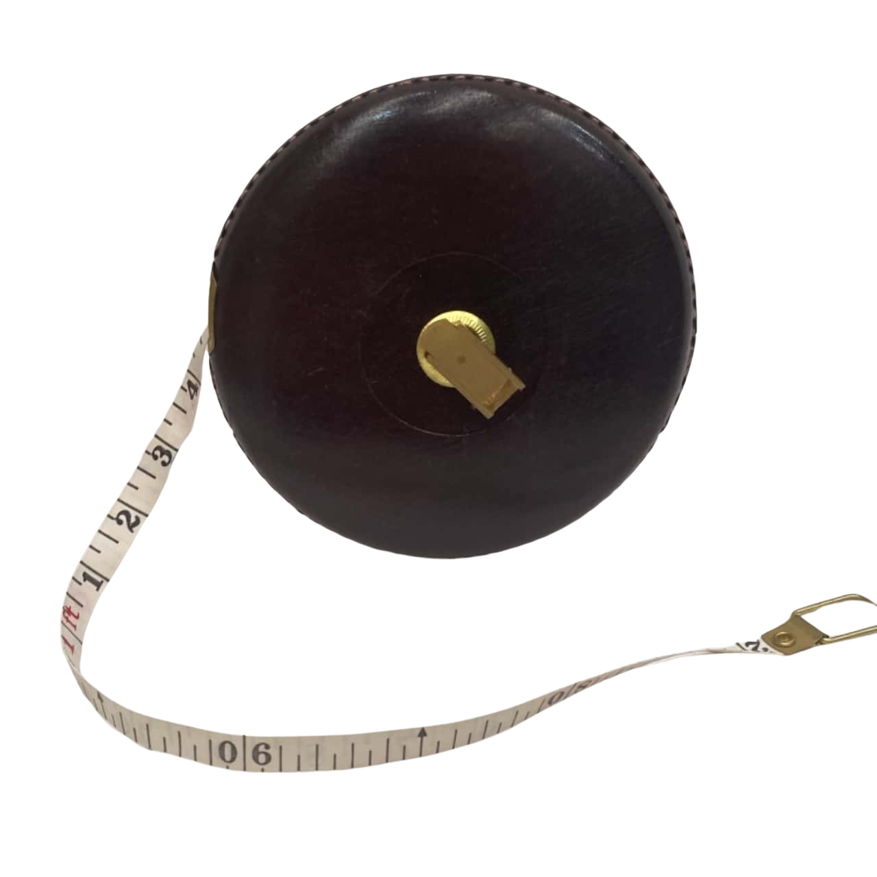 100FT Dark Brown Leather Round Tape Measure Retactable Measuring Tool