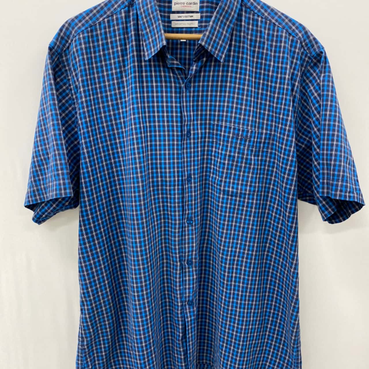 Pierre Cardin Mens Size XXL Short Sleeve Blue / Navy Blue / White (s)