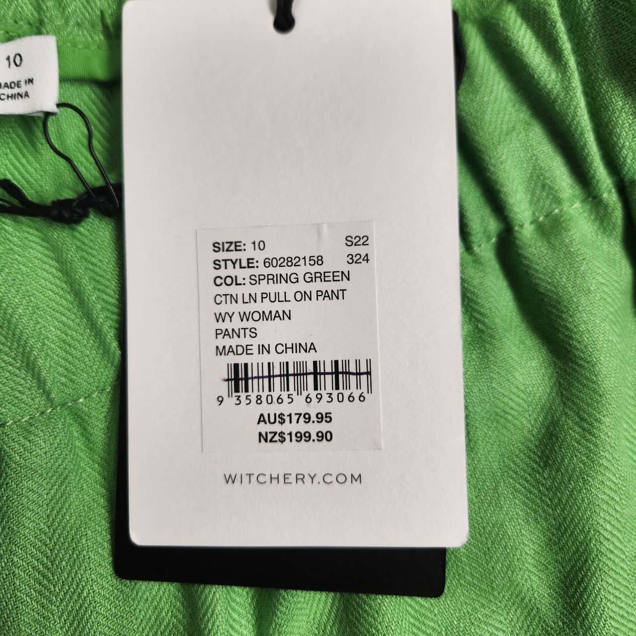 Witchery Womens Size 10 Straight Leg Green (s)