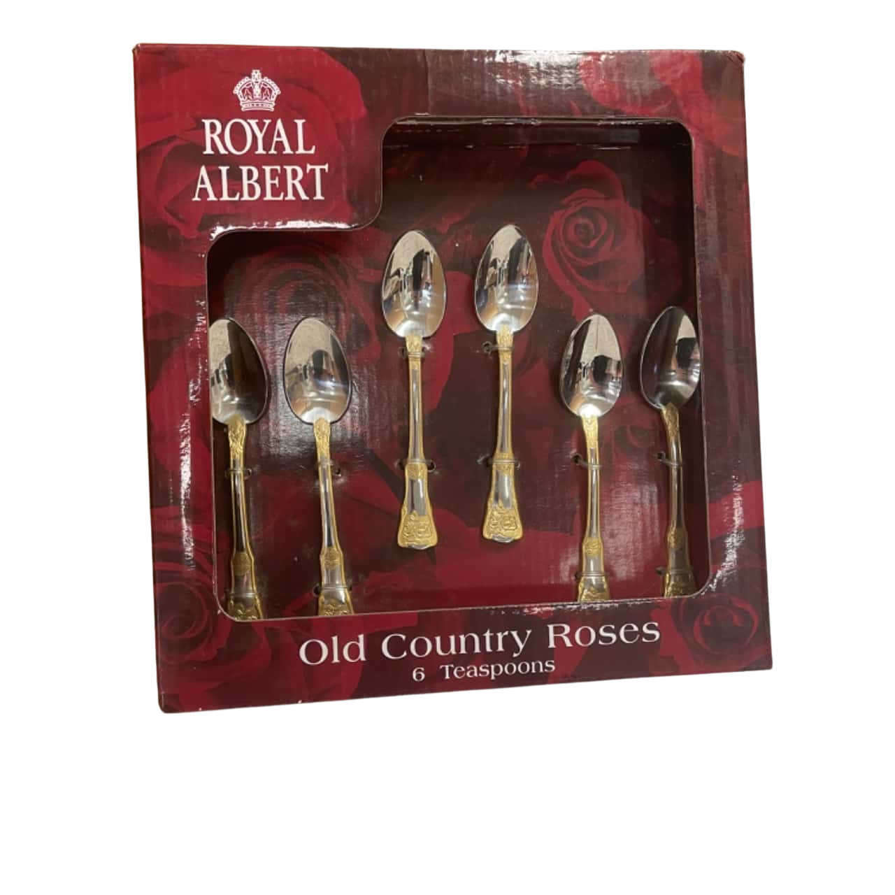 6pcs Royal Albert Old Country Roses Teaspoon Set, Gold Accent Flatware ...