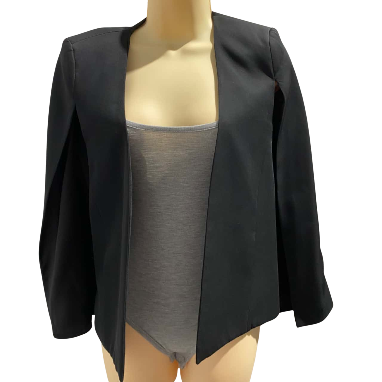 Sportsgirl Womens Size 6 Black Open Jacket waistcoat with cape look(s)