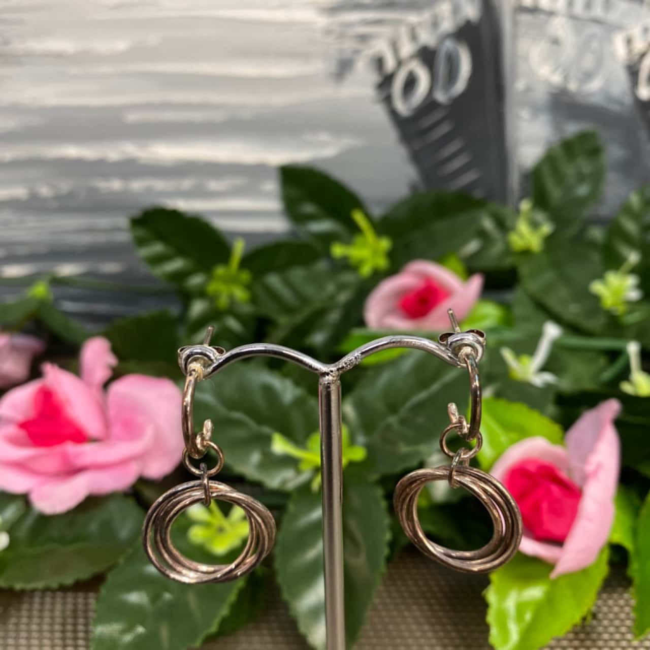 Sterling silver 925 joined infinity rings earrings