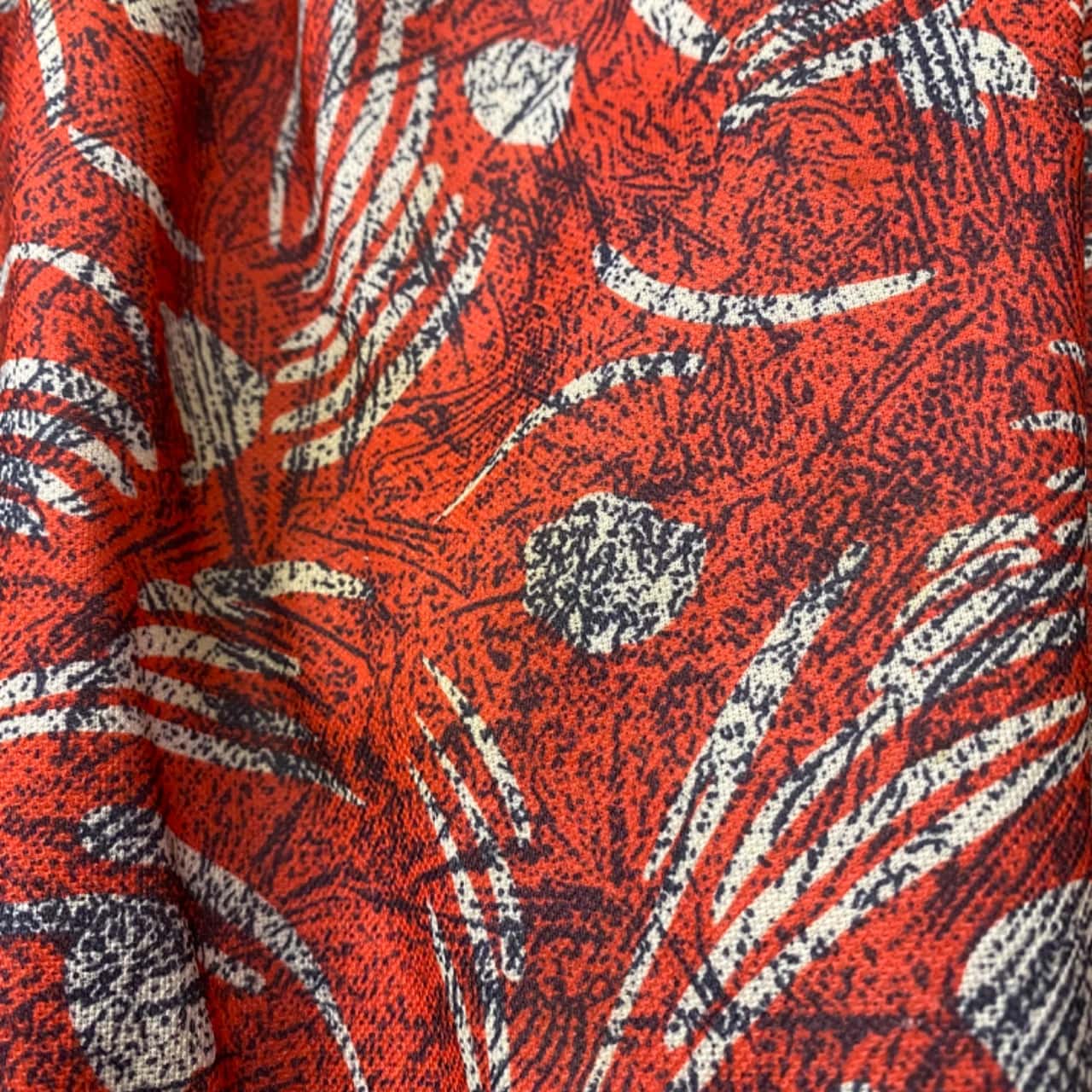 Vintage Womens Abstract Print Red Midi Dress(s)