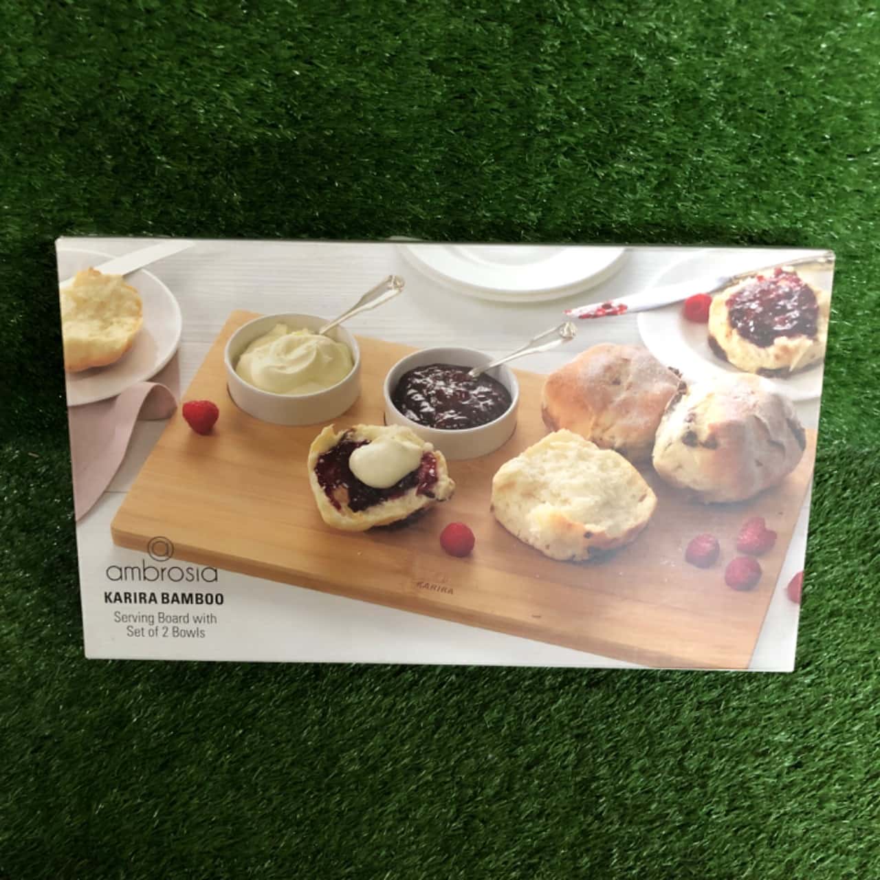 Ambrosia Karira Bamboo Serving Board With Set Of 2 Bowls (Boxed)(s)