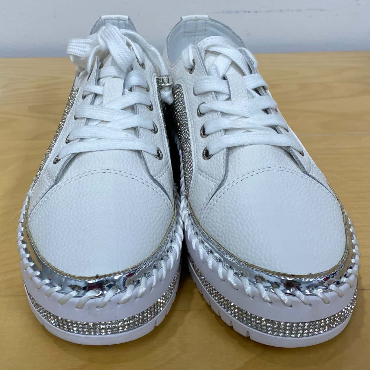 New Ameise Shani Platform Diamonte Shoes Size 39 White (s)