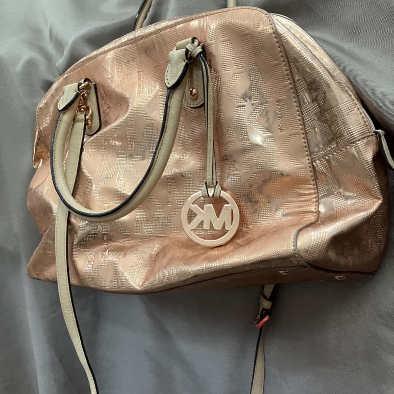 Michael Kors Womens Handbag Patent Rose Gold