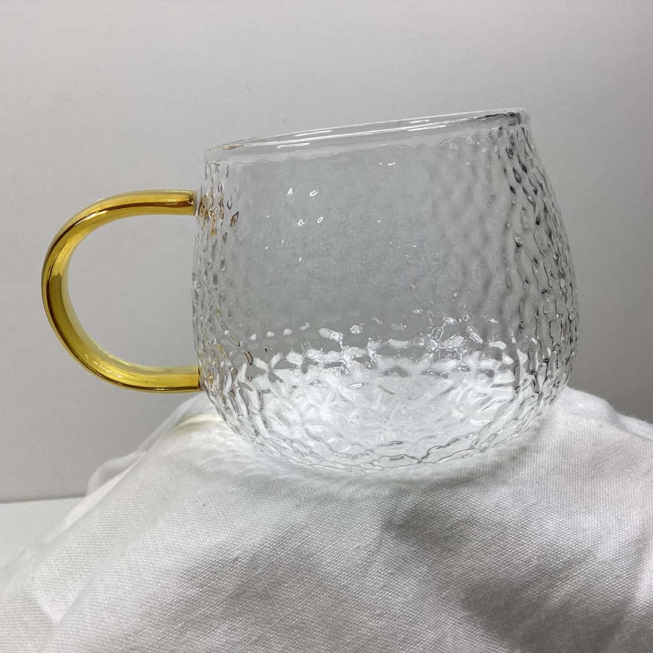 Clear Borosilicate hammered texture glass coffee mug