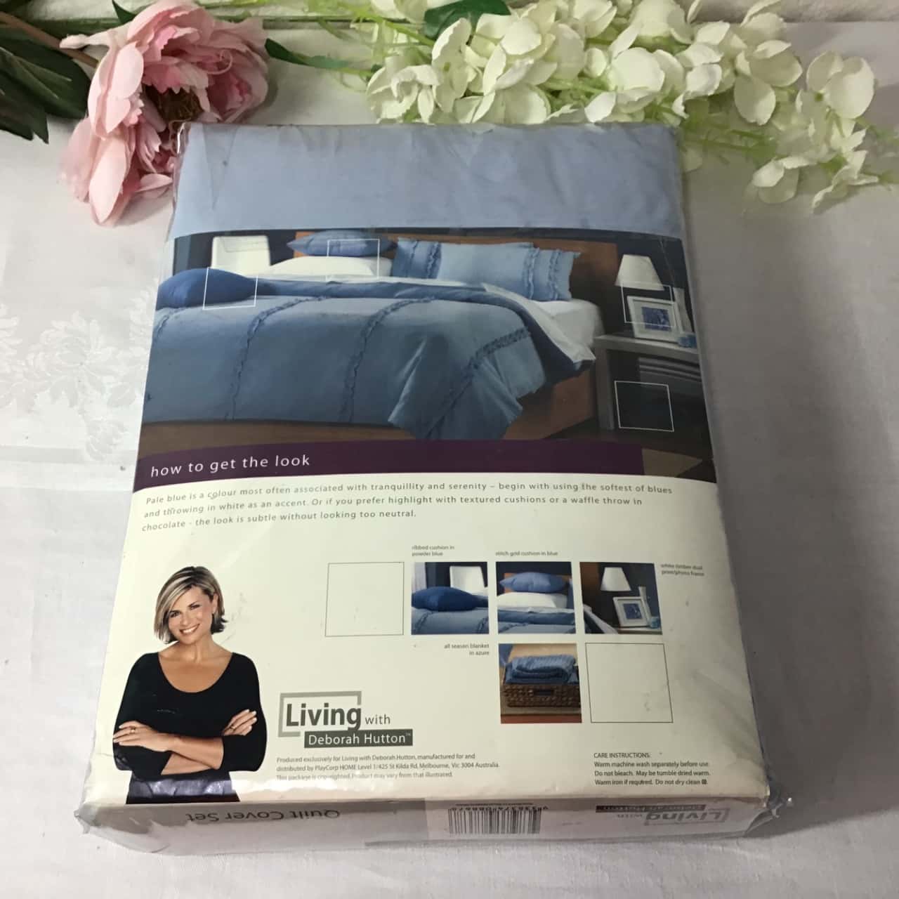 *REDUCED* Living with Deborah Hutton Blue Ruffle Queen Quilt Cover Set ...
