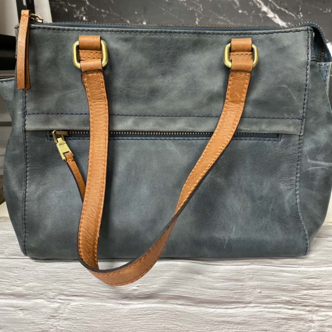 Colorado handbag Dark grey and brown leather (s)