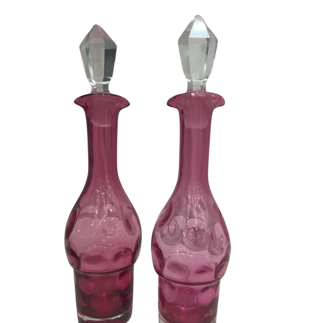 Cranberry Glass Dot Optic Thumbprint Cruet Set