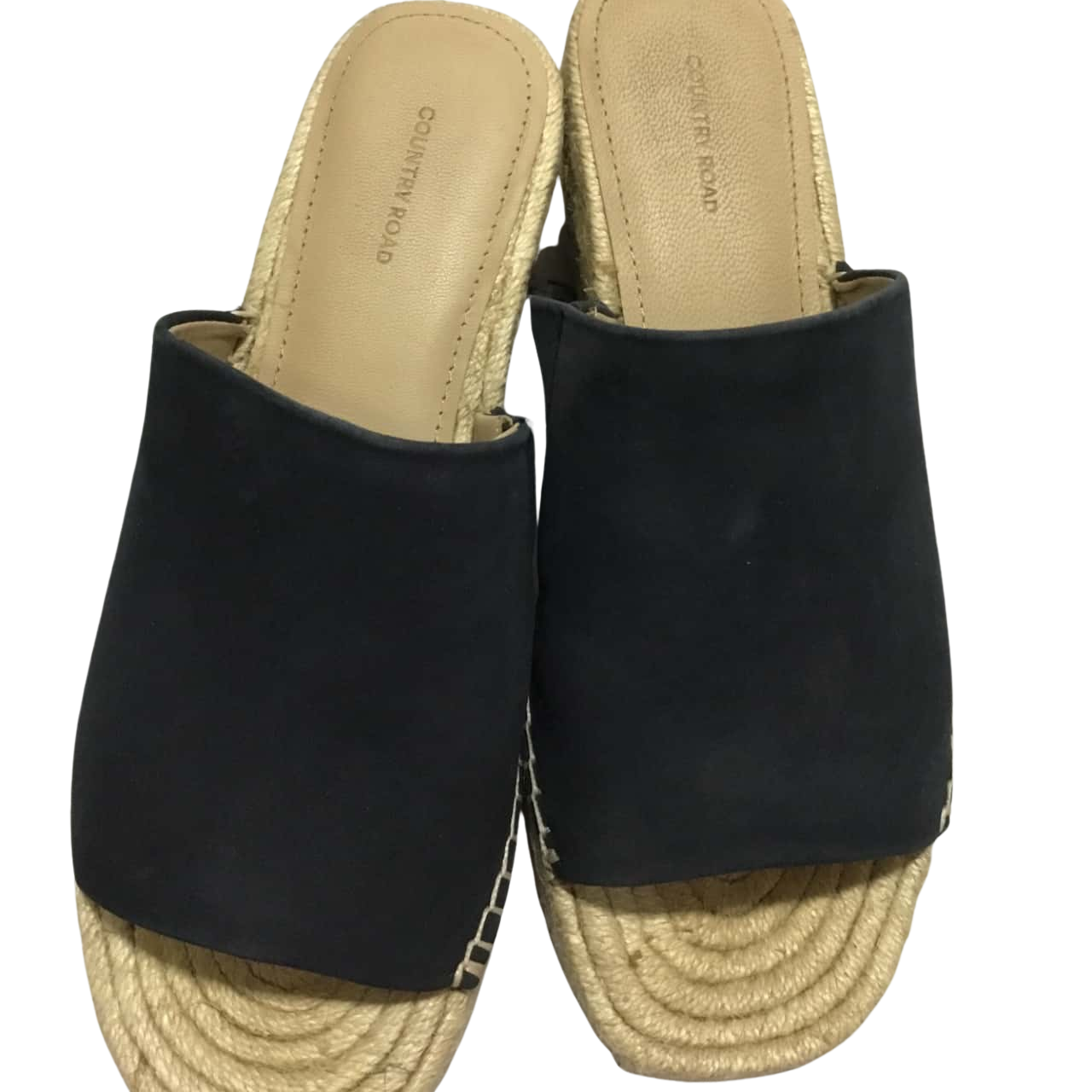 Country Road Black Leather Platform Slide(s)