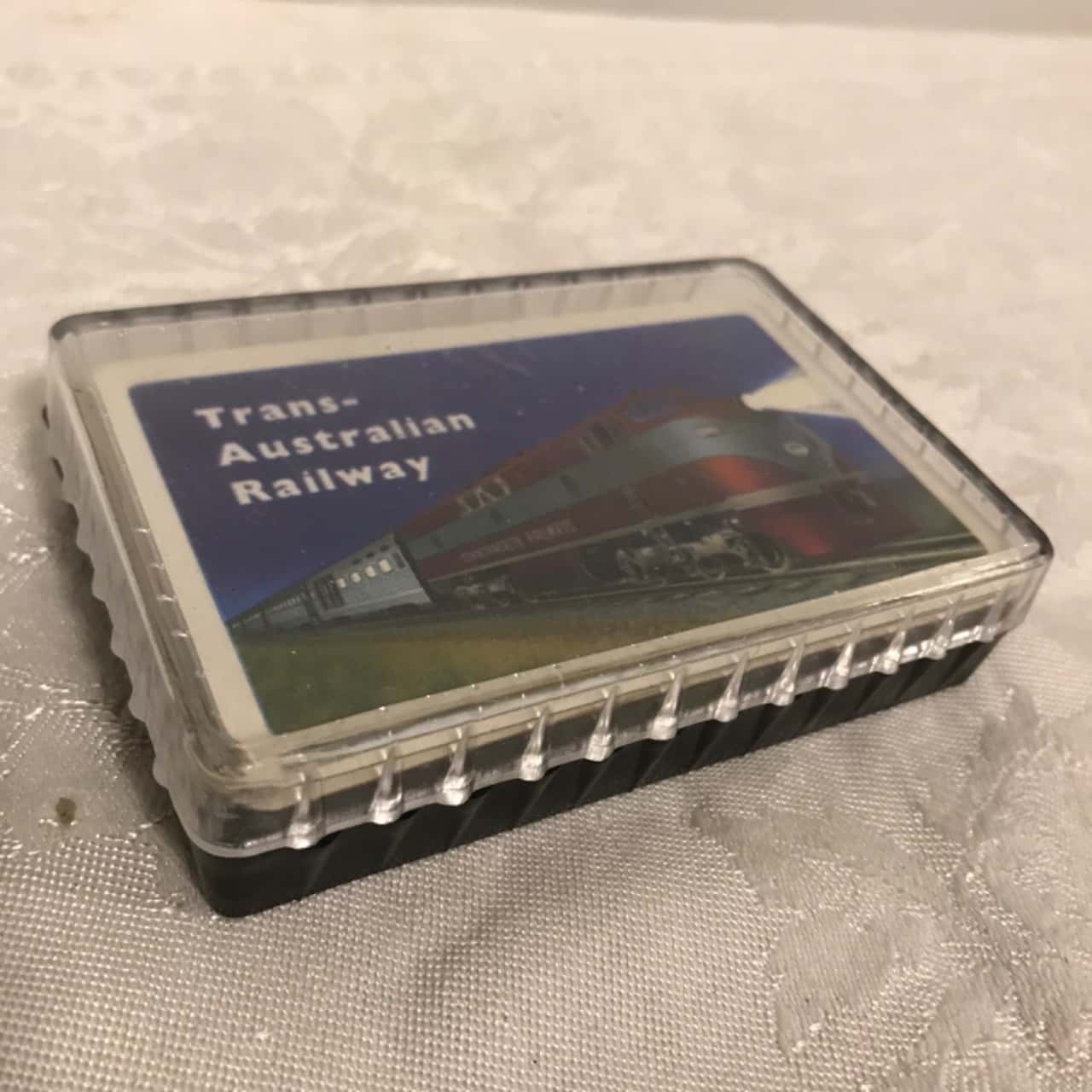 Vintage Deck playing Cards Deck in Perspex Case Trans Australian Railway(s)