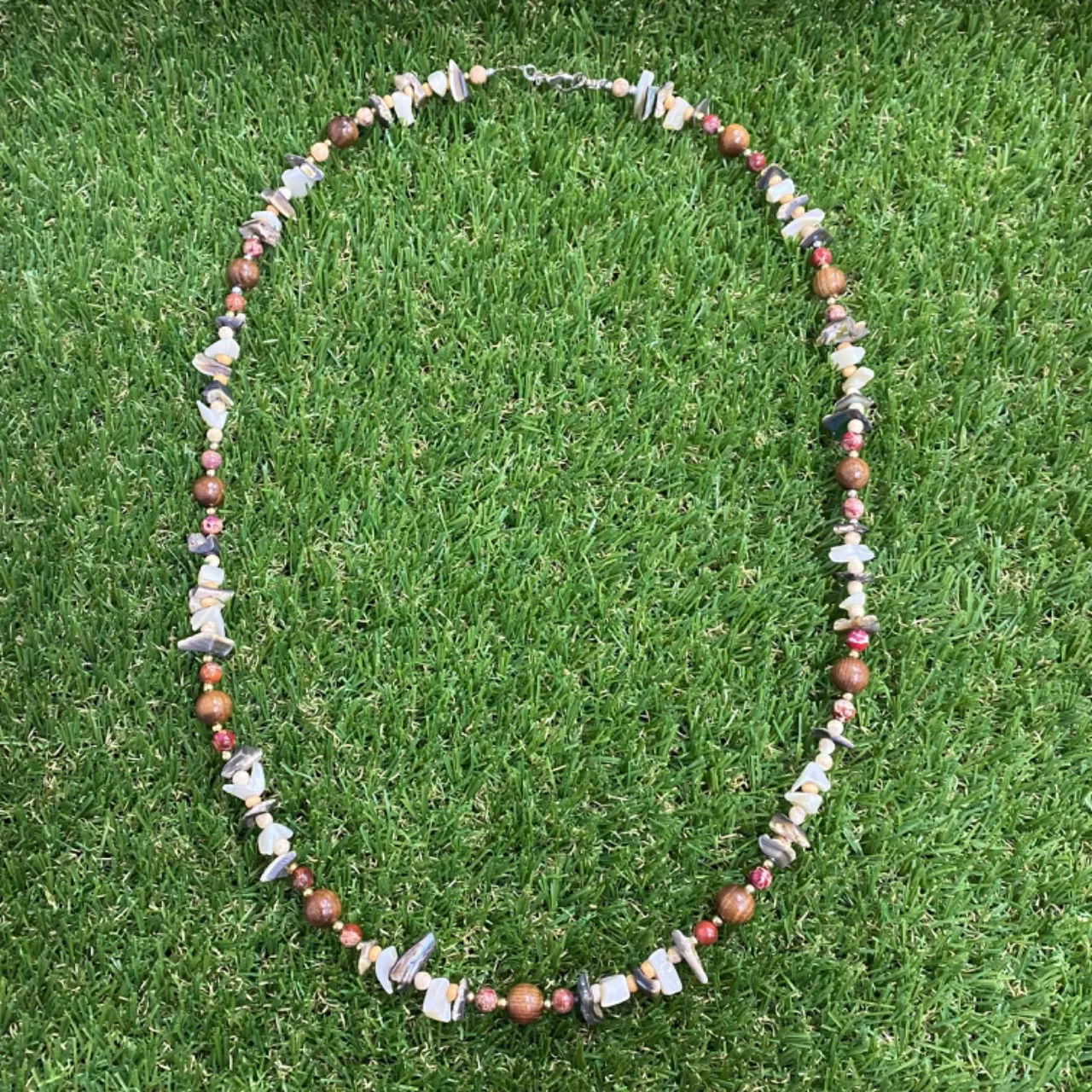 Womens Natrual Wood and Shell Bead Necklace - Used Very Good | Salvos ...