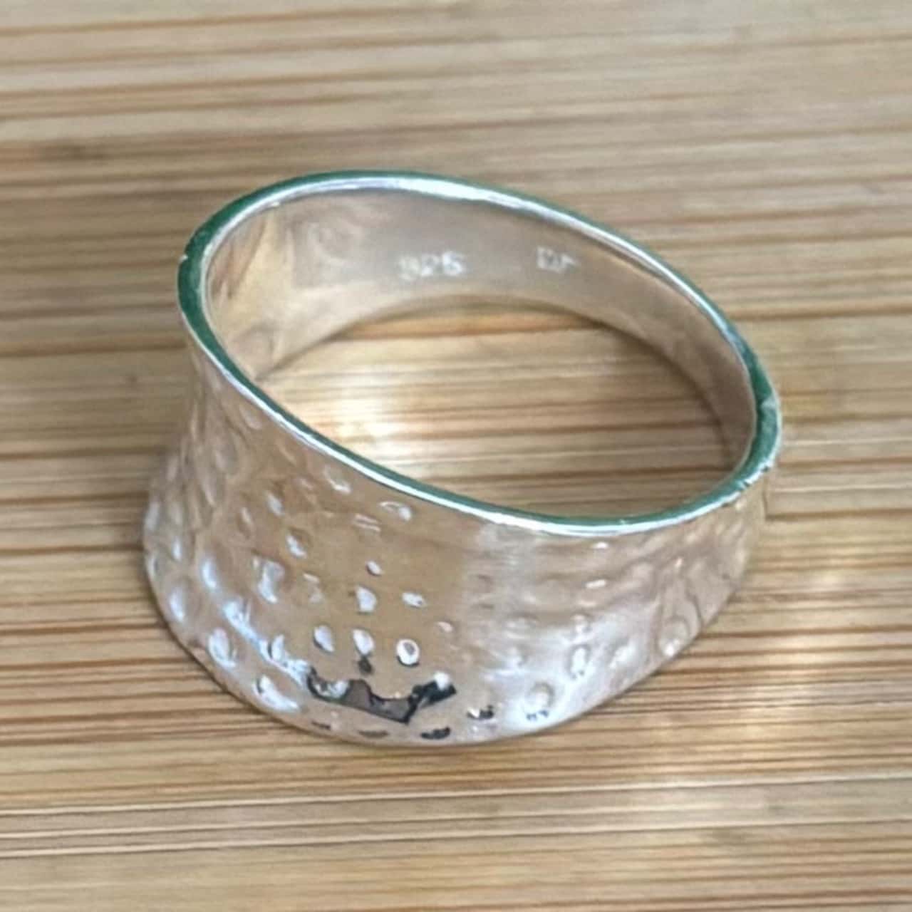 Curved Mottled Silver Ring (Stamped 925)(s)