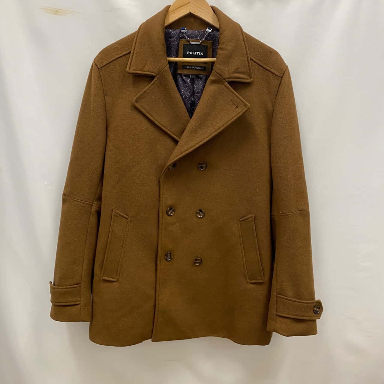 Politix Mens Wool Blend Jacket Size L Brown (s)