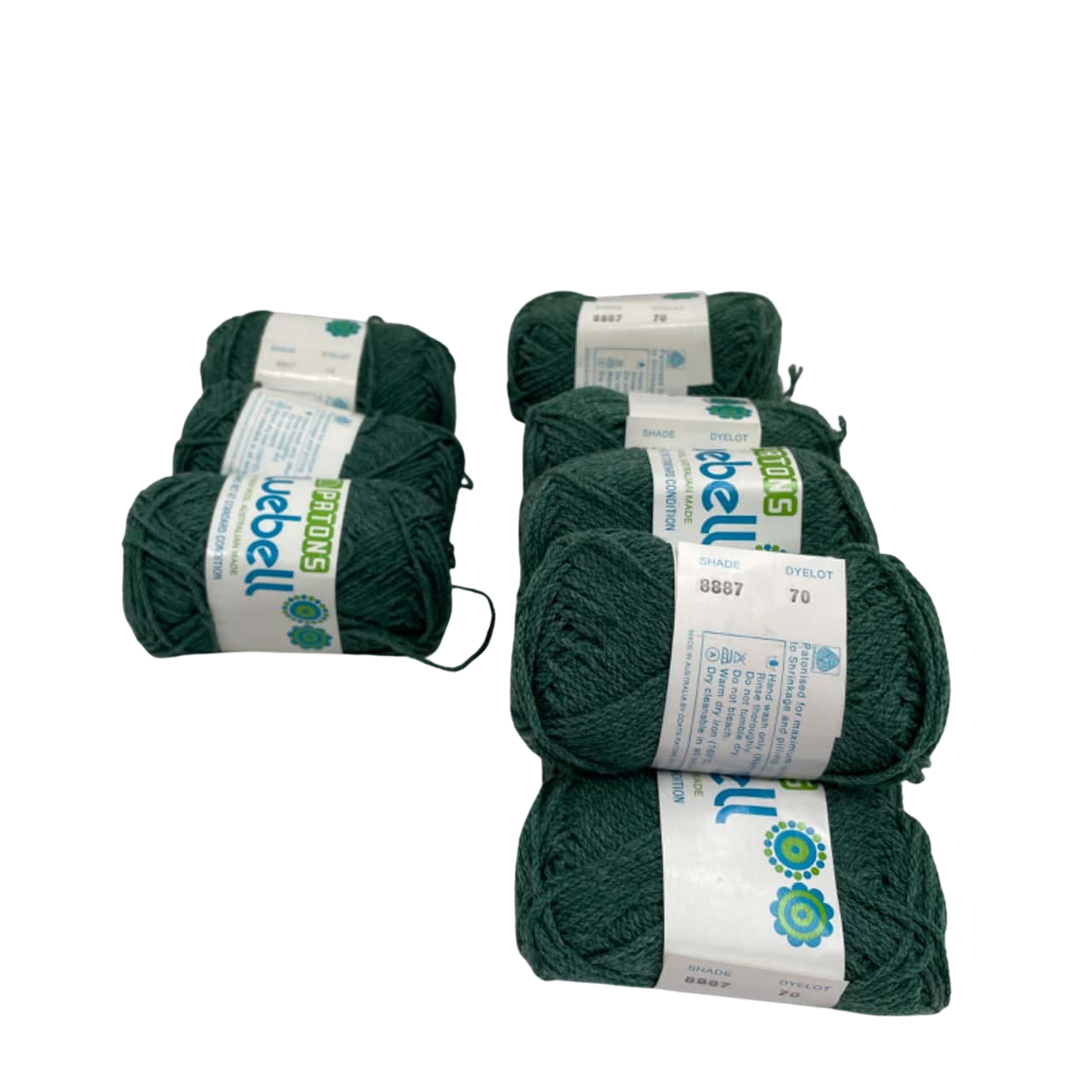 Patons Bluebell 25g balls x 12. Green