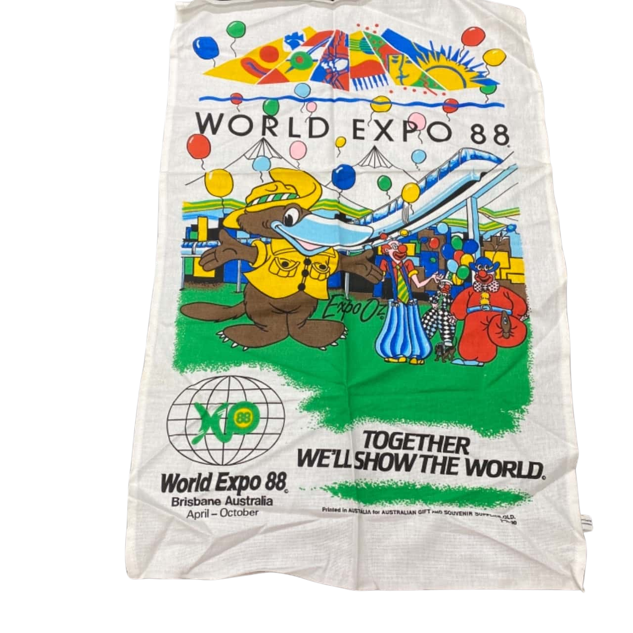 Vintage World Expo 88 Brisbane Aust 1988 Tea Towel Cotton