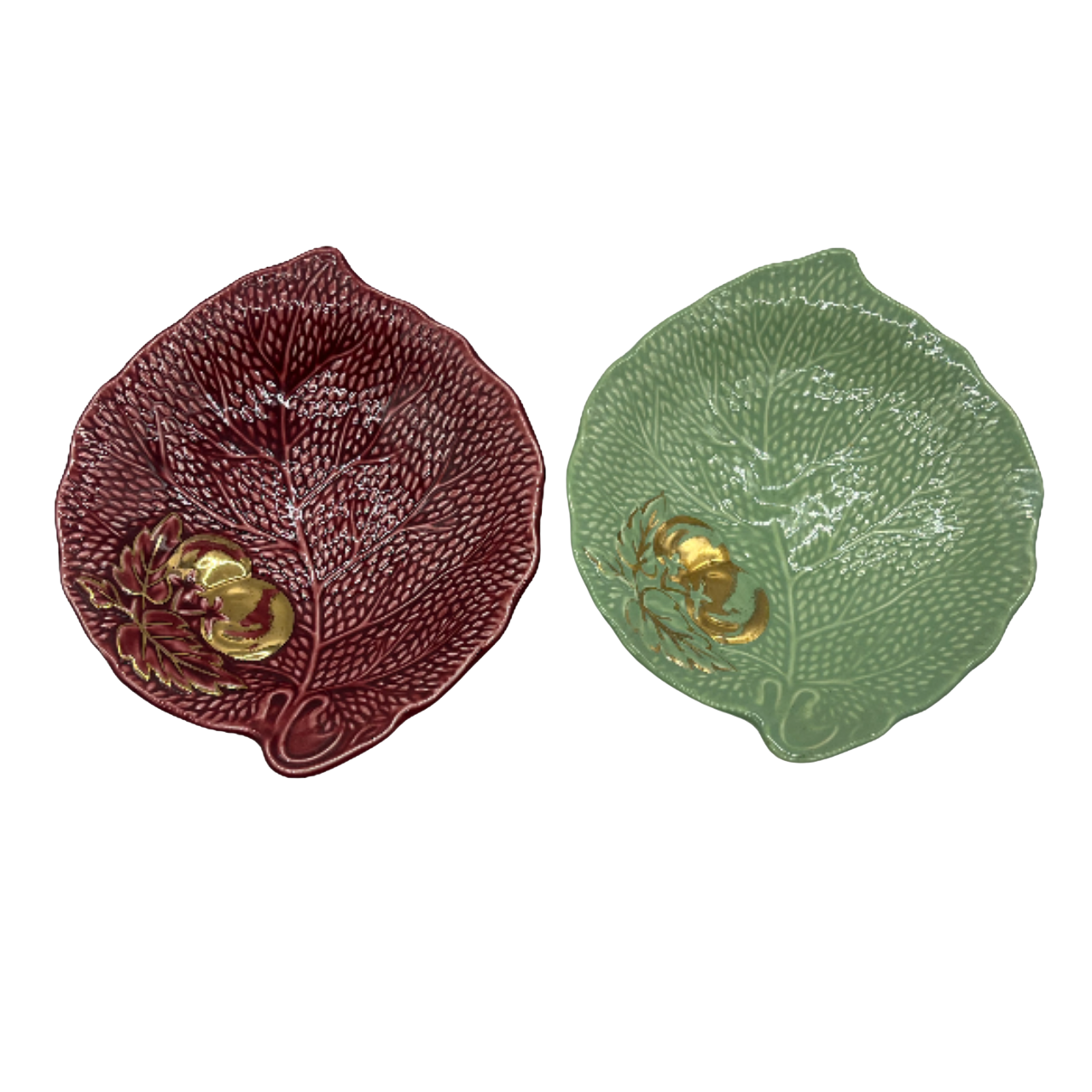Crown Devon Red and green Leaf Plates(s)