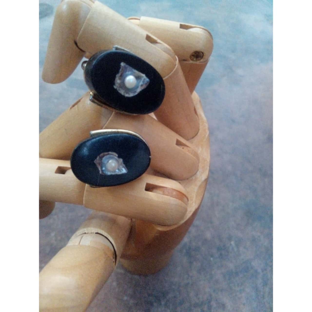 Unusual Vintage 'Pearl in Oyster Shell' Cufflinks(s)