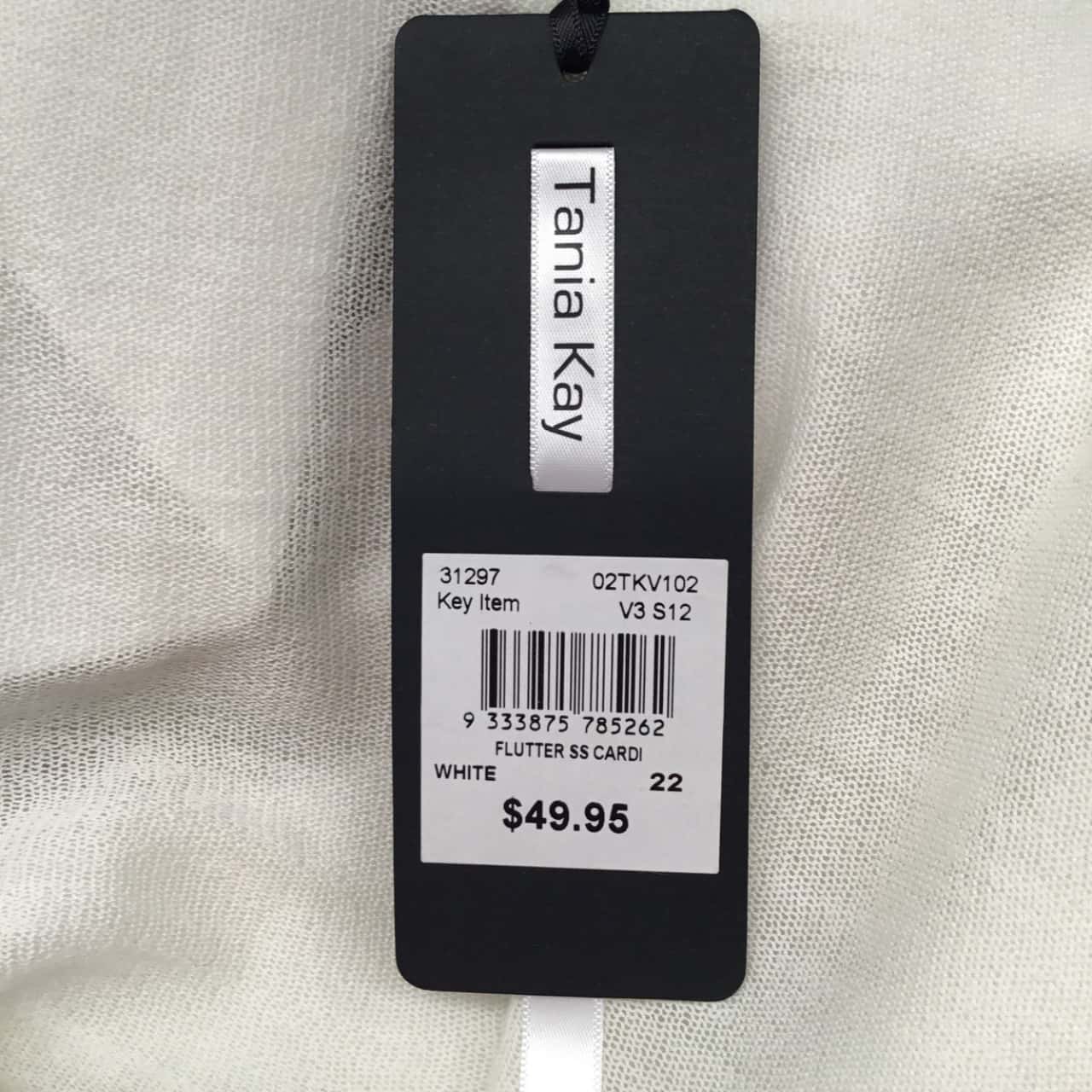 Tania Kay Womens Size 22 White Cardigan - BNWT(s)