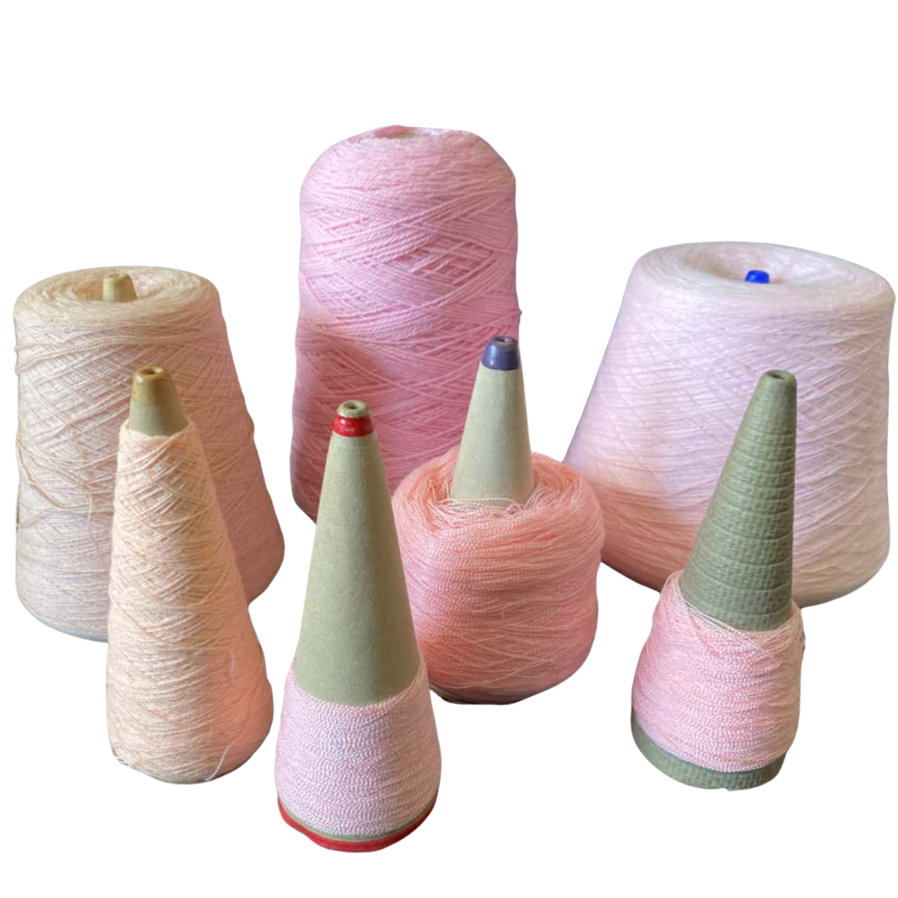 7 Cones Of Assorted Pink Yarn