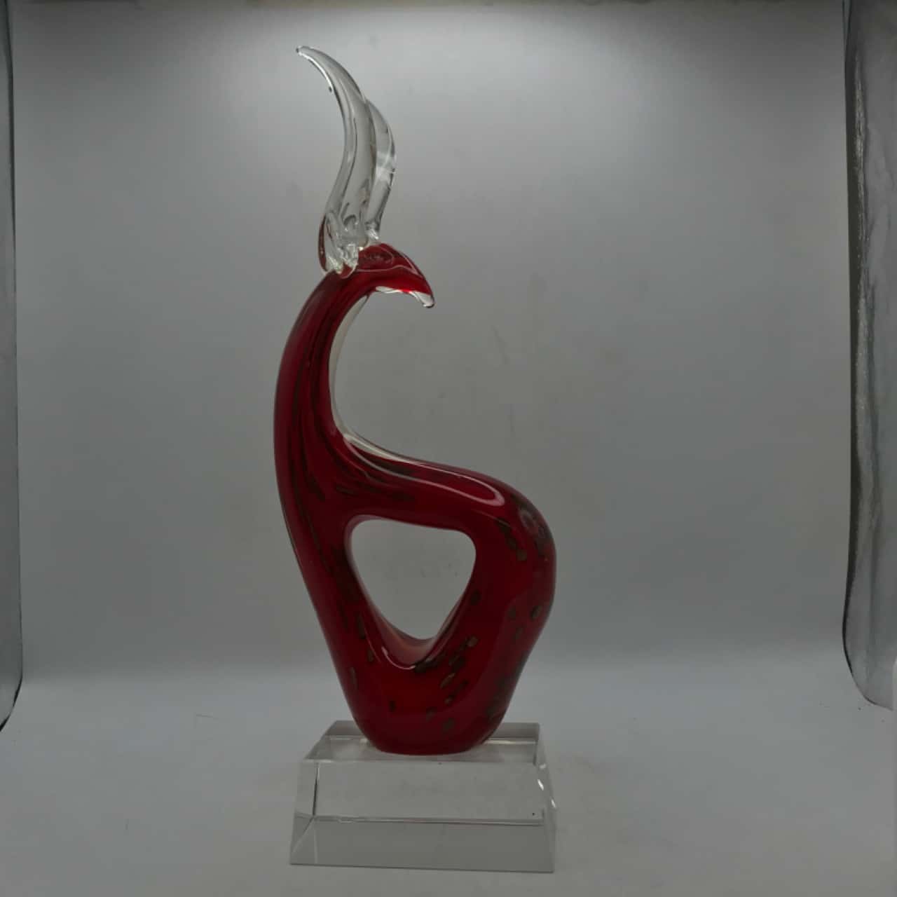 Very Heavy 'Murano Style' Hand Blown Glass Stag Red / Gold on Clear ...