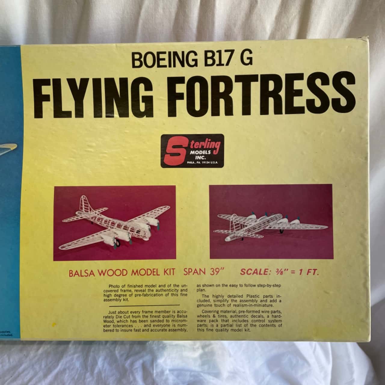 VINTAGE 70's Sterling Models Boeing B17 G Flying Fortress Balsa Wood Kit(s)