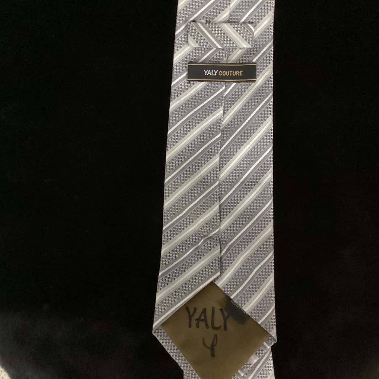 Yaly Couture Silk Tie Grey / Silver / White (s)