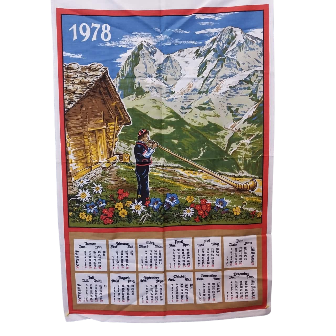 Tea towel - Calendar 1978, printed, vintage.