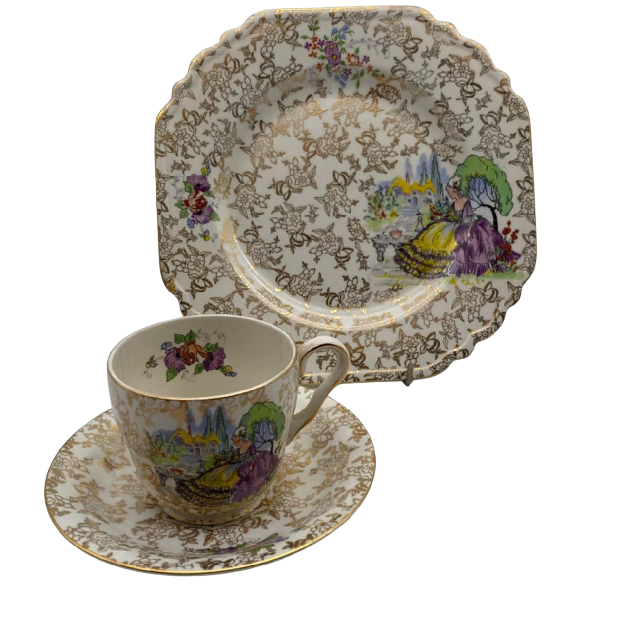 Vintage Lord Nelson Ware ‘Pompadour’ Cup, Saucer & 22cm Cake Plate