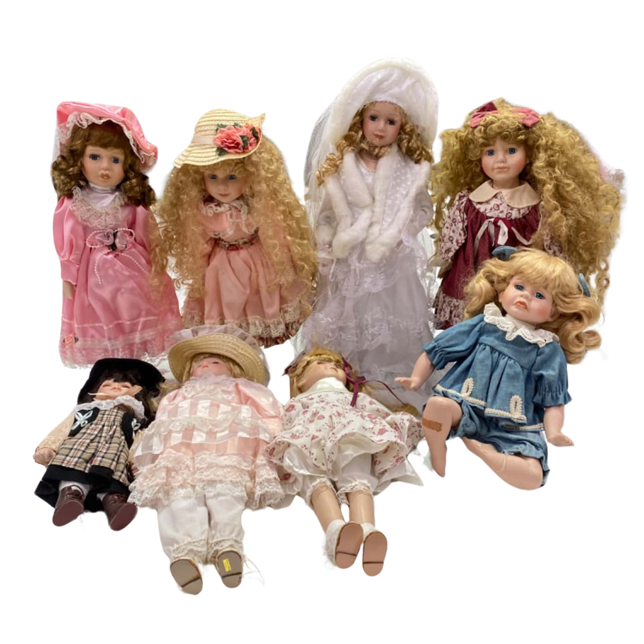 8 Vintage Porcelain Dolls S