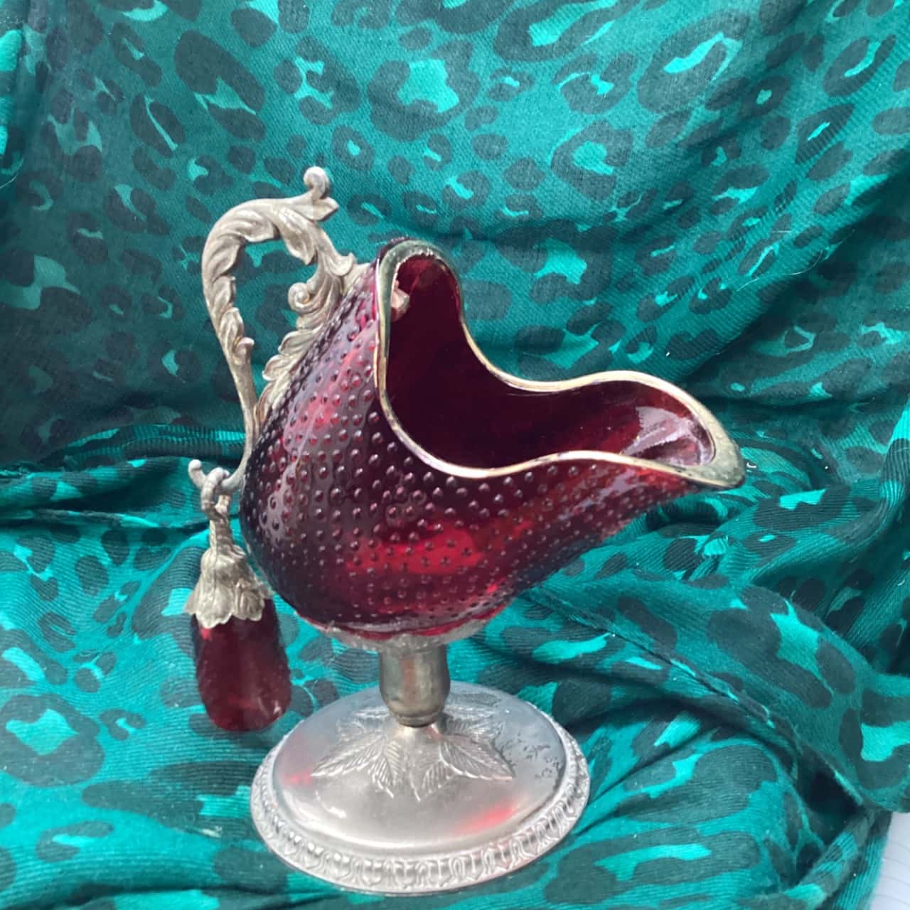 Vintage Red Glass Coal Scuttle Salt Cellar(s)