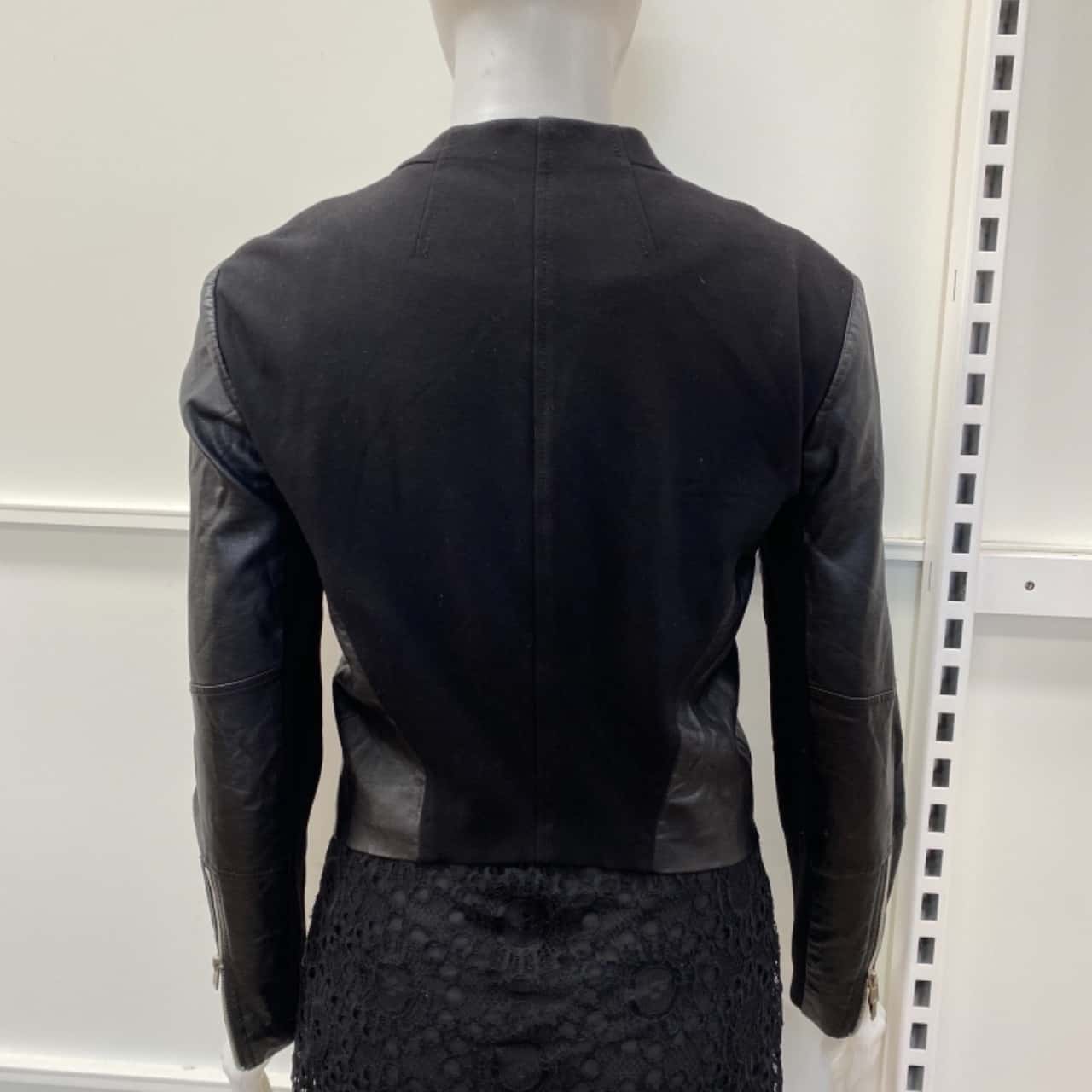 Witchery Womens Size 10 Biker Jacket / Front Zipper Black (s)