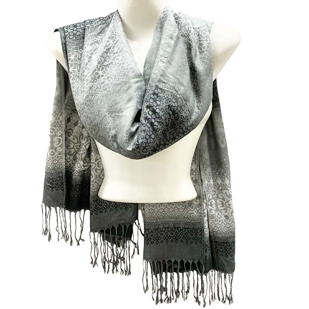 LEMON TREE Womens Pashmina Skarfe/Black / Pattern / Silver