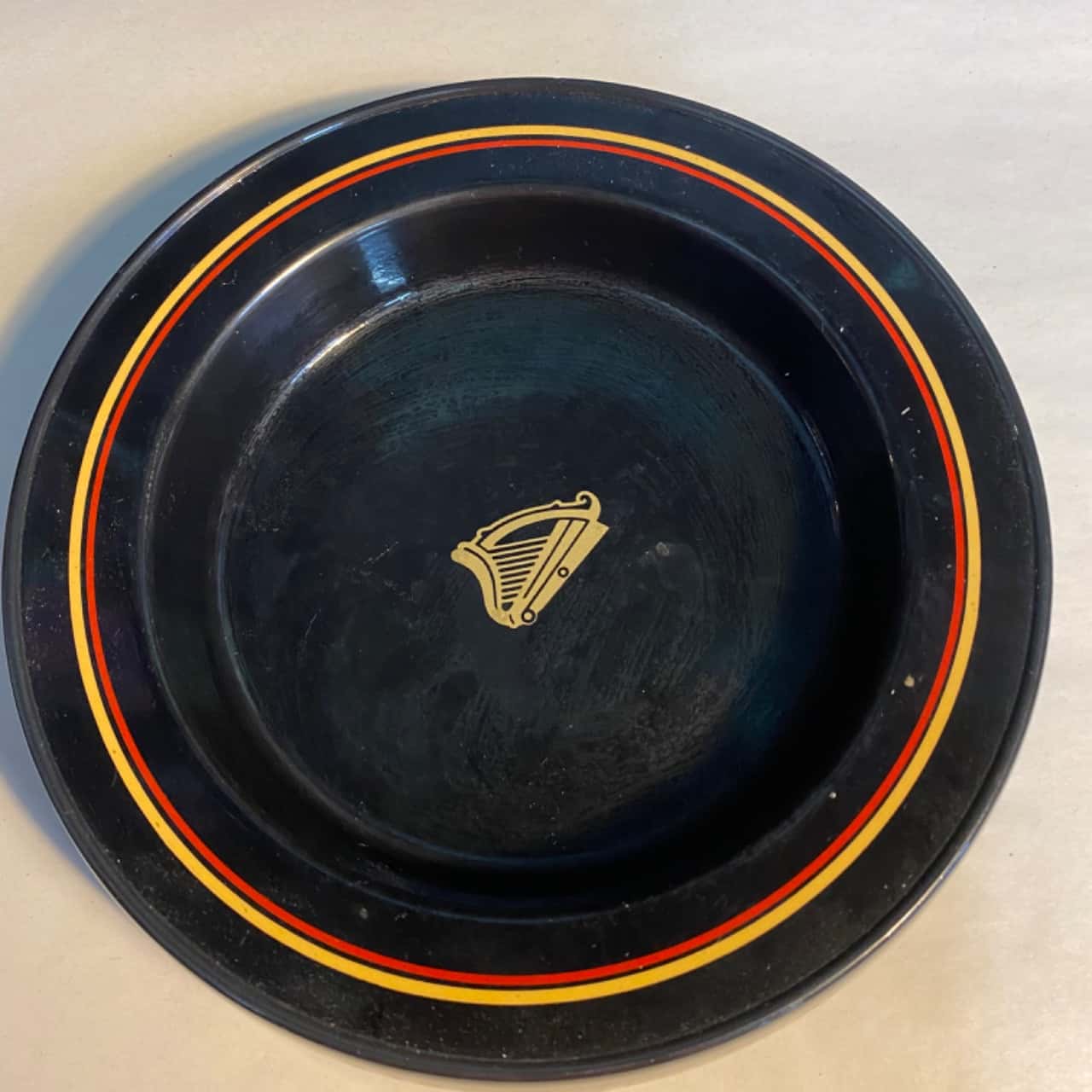 Guinness Ashtray Black Gold and Red Trim 20cm(s)