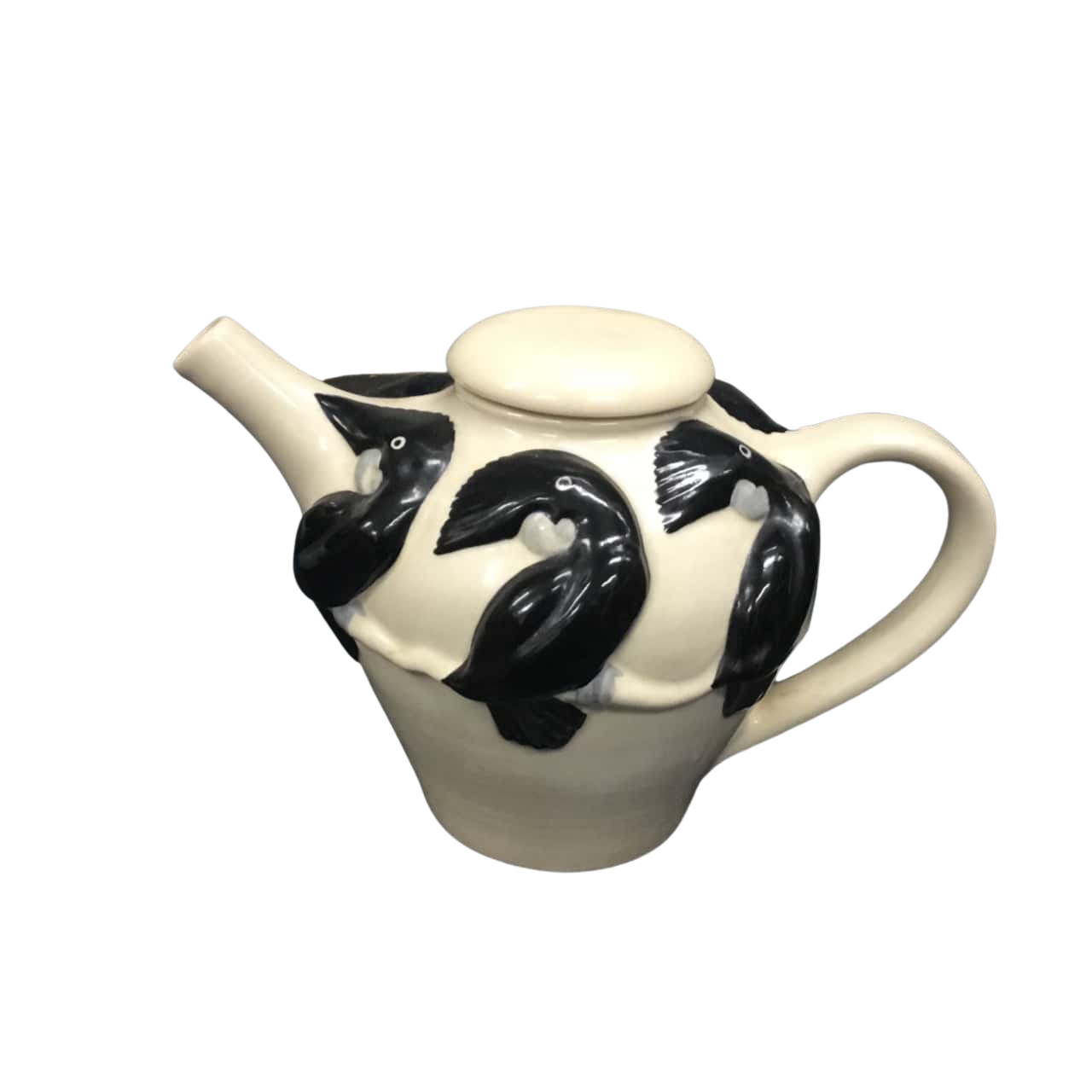Vintage Pigtale Australian Pottery Black Cuckatoos Teapot Approx 17 x ...