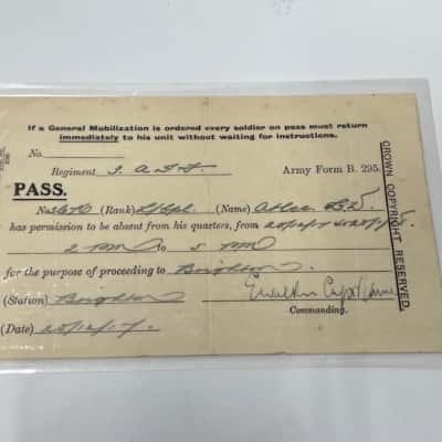 Australian Military memorabilia PASS