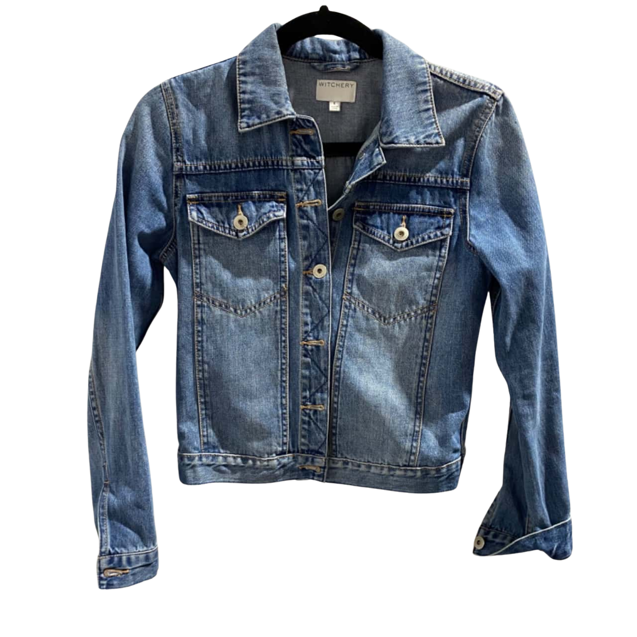 Witchery Womens Size 6 Denim Jacket Blue (s)