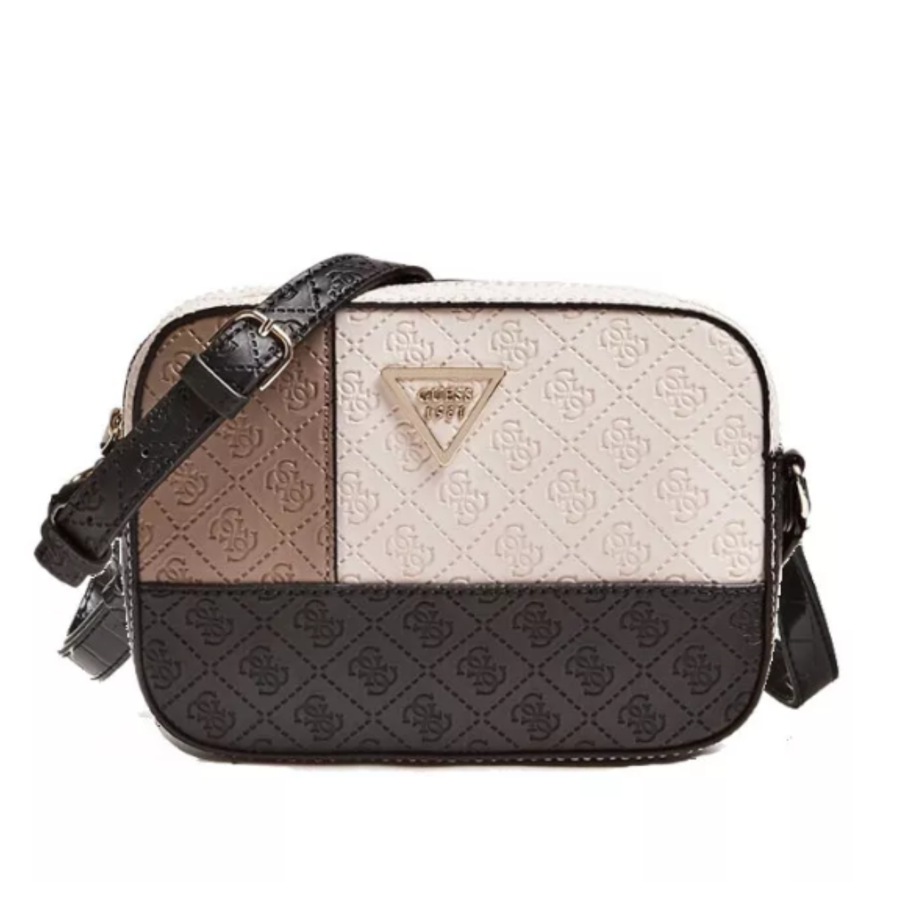 Guess Kamryn Cross Body Bag Black Multi Waffle Logo Handbag(s)