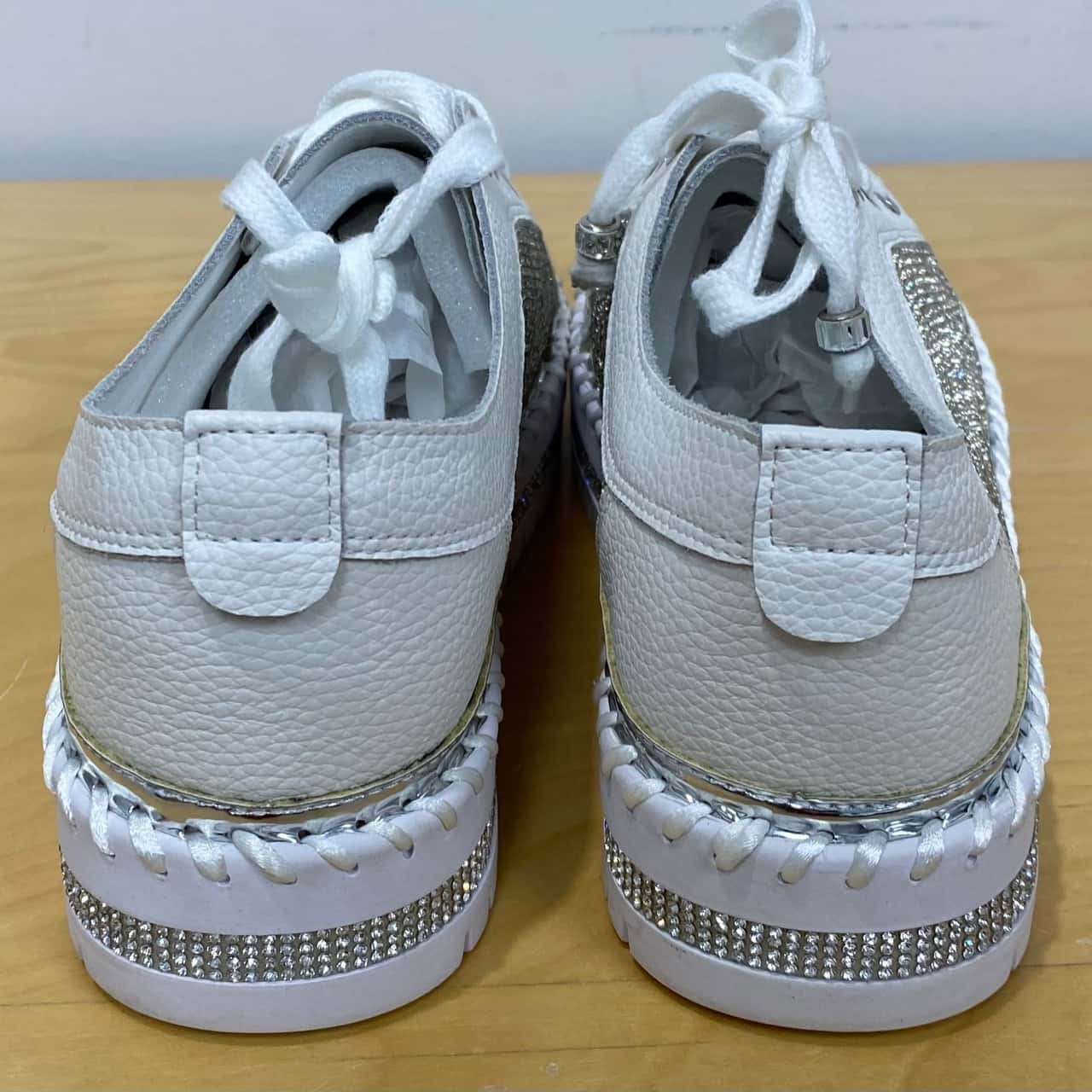 New Ameise Shani Platform Diamonte Shoes Size 39 White (s)