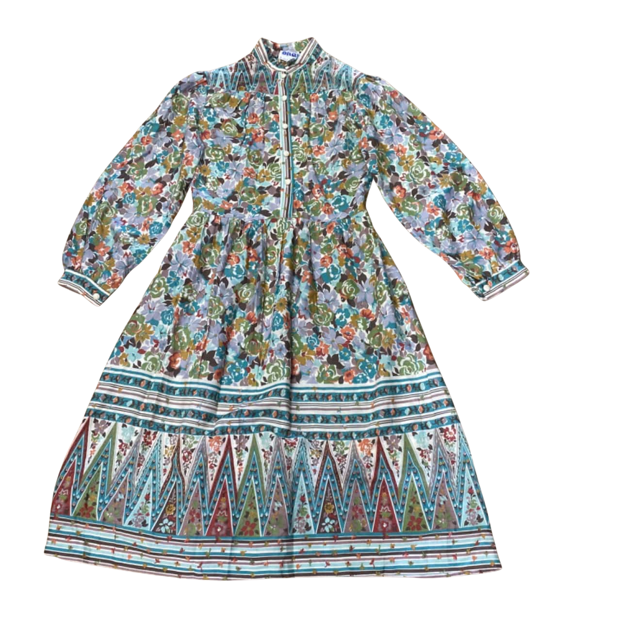 Vintage Shaun Size 16 Long Sleeve Dress Floral Made in Australia(s)